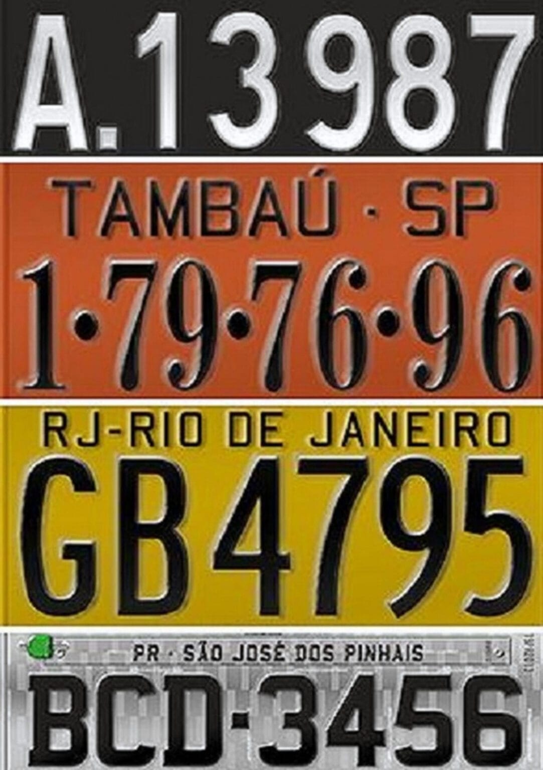 Quantos modelos de placas de carro já teve no Brasil?